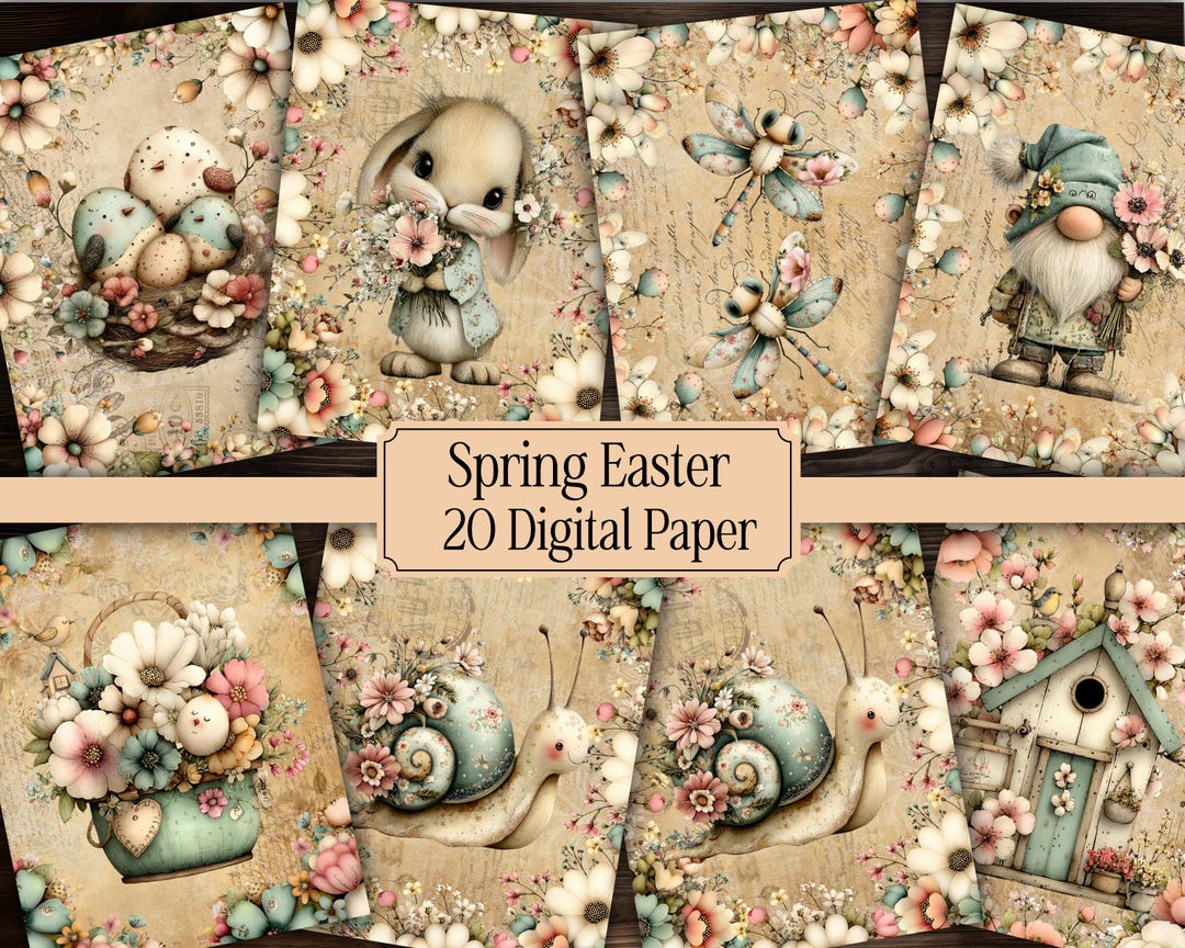 Easter Spring Digital Paper Pack | Pastel Bunny Scrapbook Papers ...