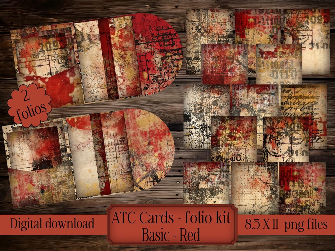 ATC Cards Printable Digital Scrapbooking Kit Mixed Media Folio Template ...