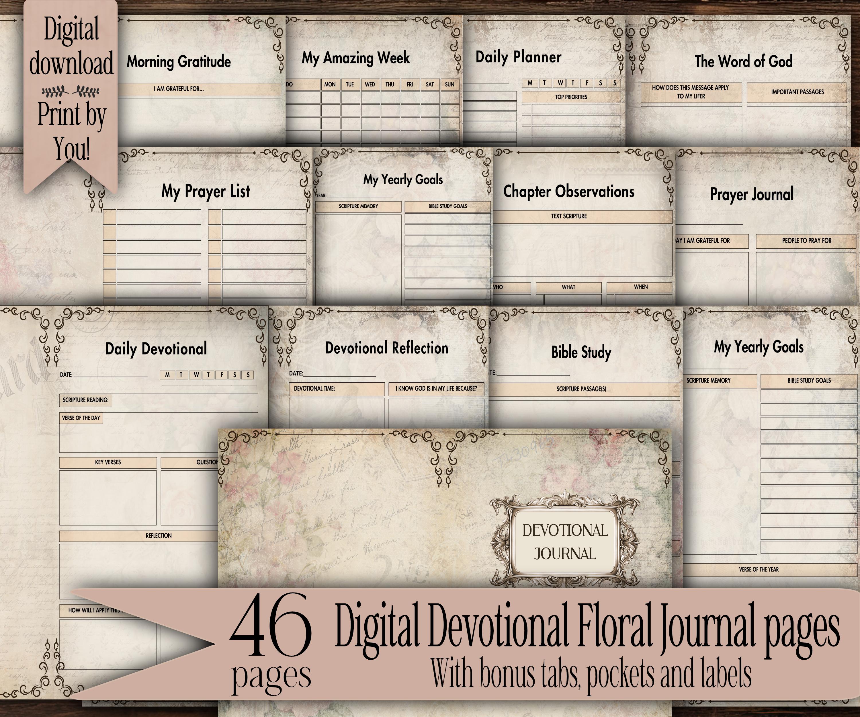 Printable Bible Journal Kit Devotional Planner Scripture Study Pages ...