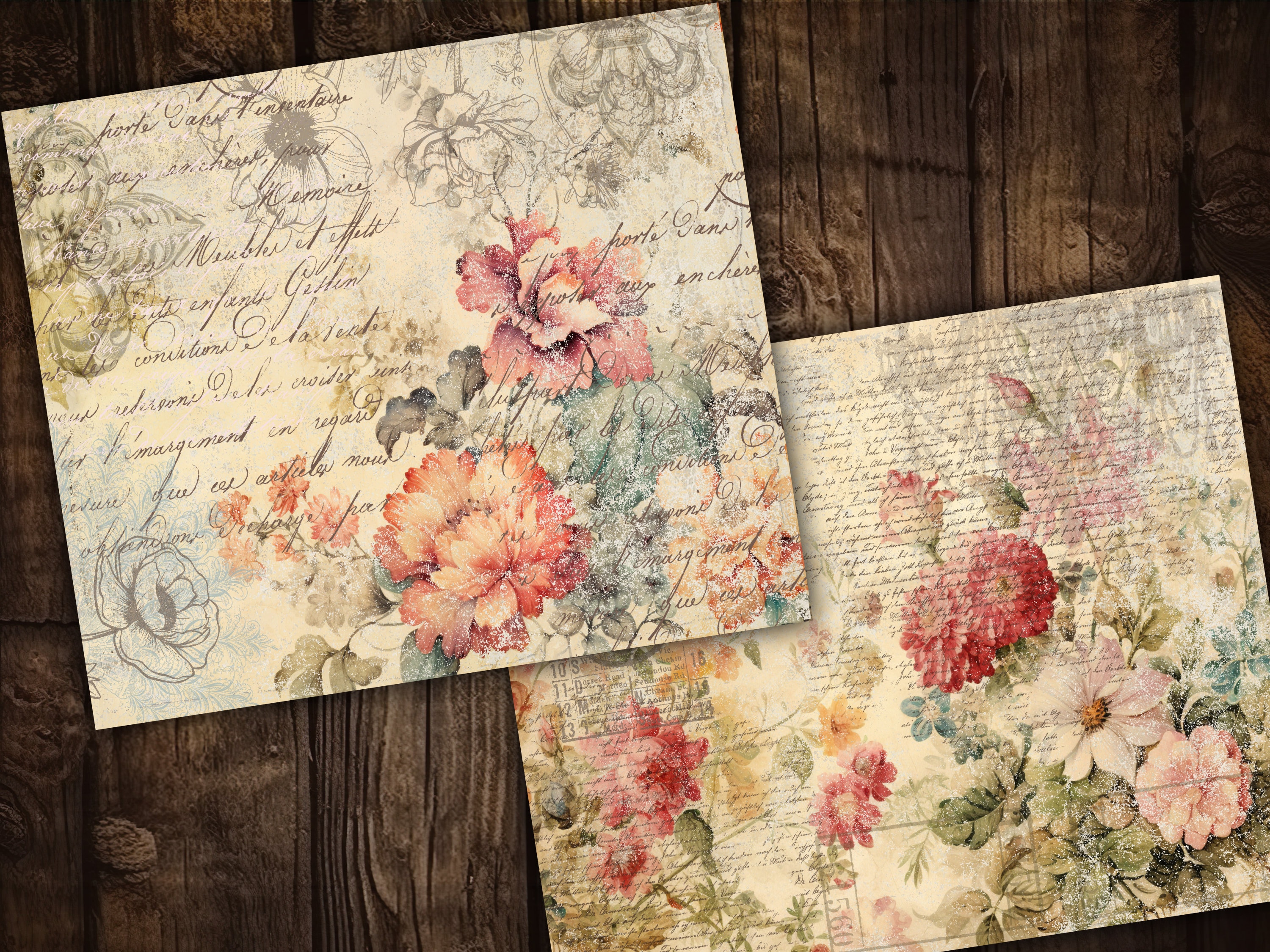 Shabby Chic Printable Paper Pack Junk Journal Scrapbook Kit Collage ...