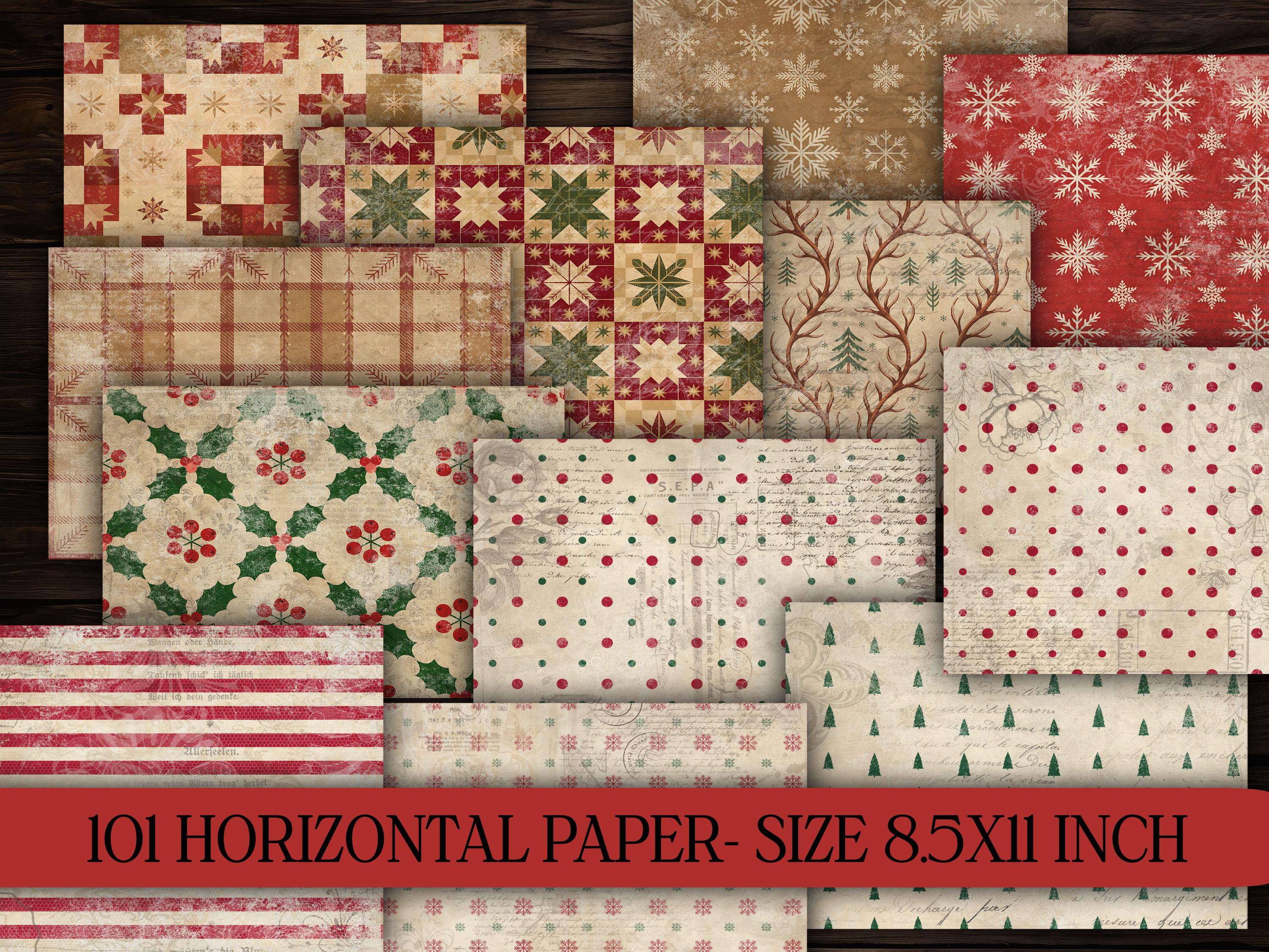 Christmas Digital Paper Pack Vintage Holiday Scrapbook Pages Kit ...