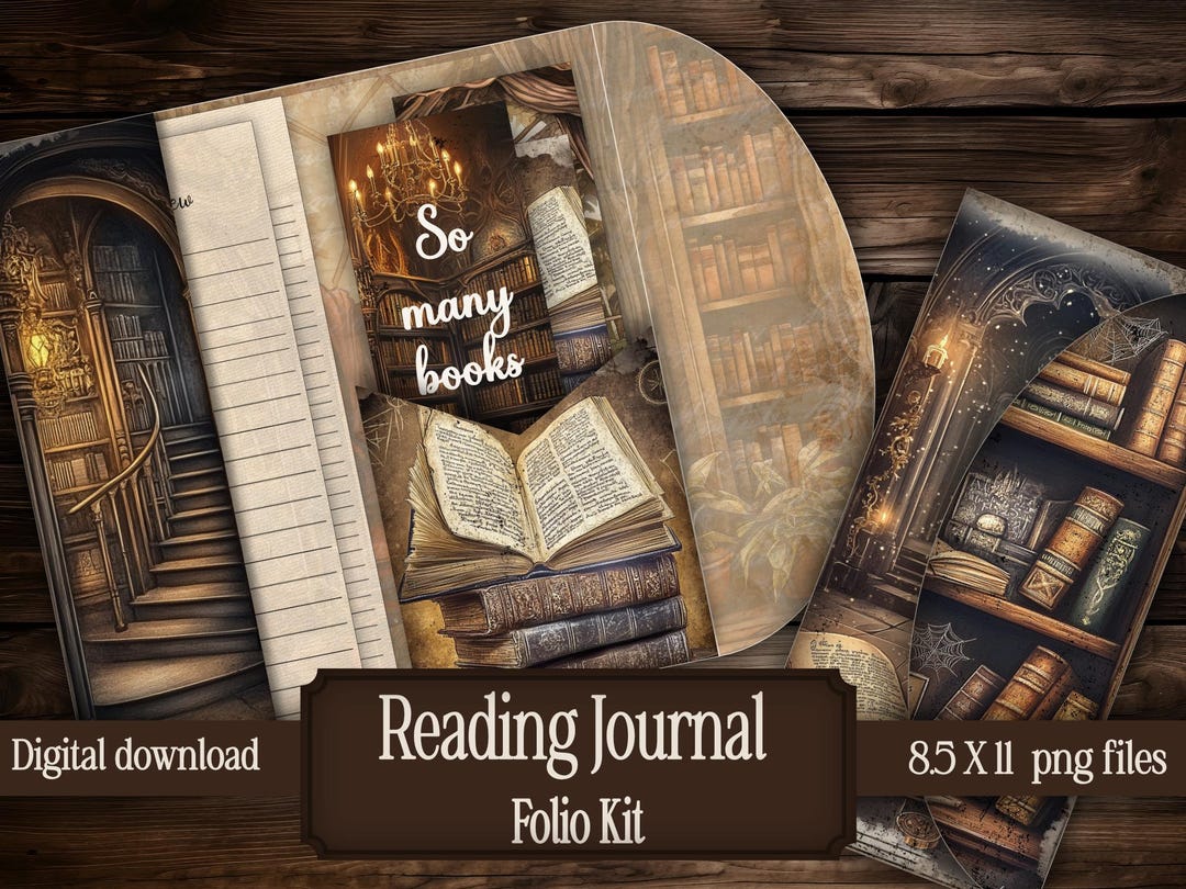 Reading Journal Folio Kit Digital Printable Book Tracker Stationery ...
