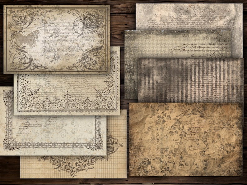 Vintage Filler Papers Basic Junk Journal Kit Printable Ephemera Pack ...