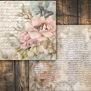 Pink Digital Paper Pack Shabby Chik Junk Journal Scrapbook Kit Collage ...