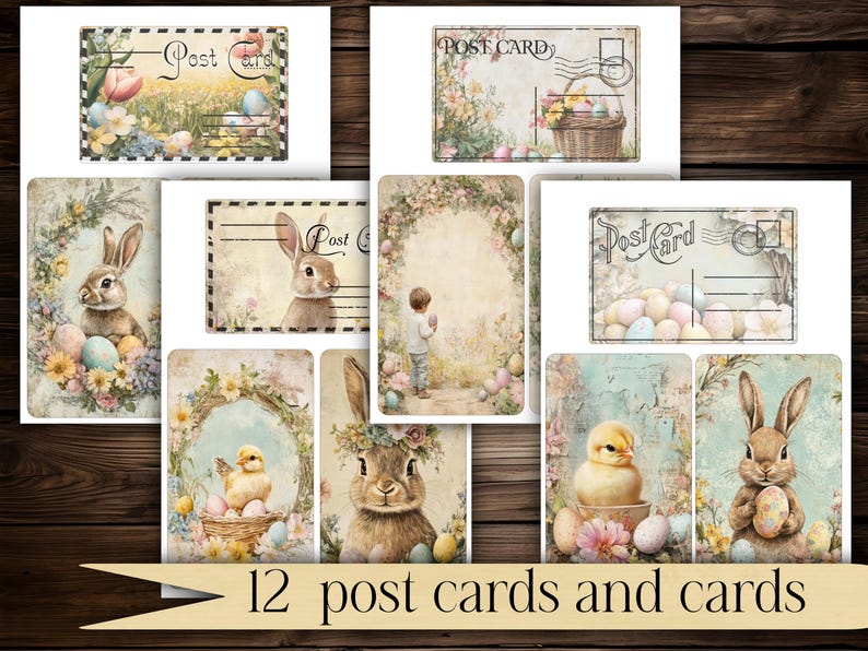 Vintage Easter Folio Digital Download Stationery Floral Paper Craft Kit ...