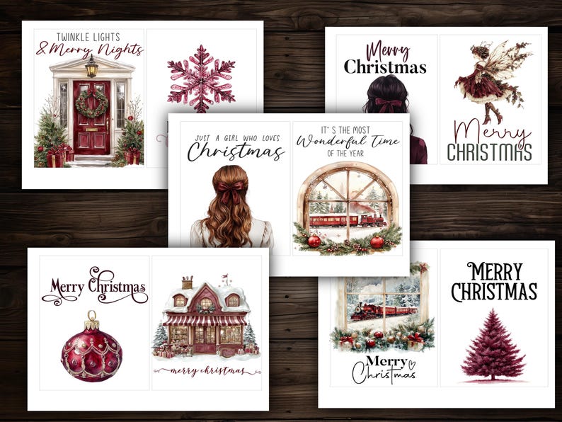 Printable Christmas Cards Mega Kit Pages Digital Paper Pack Vintage ...