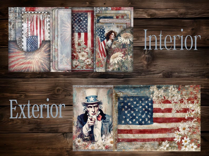 July 4th Stationery Folio Kit Printable Vintage Americana Junk Journal ...