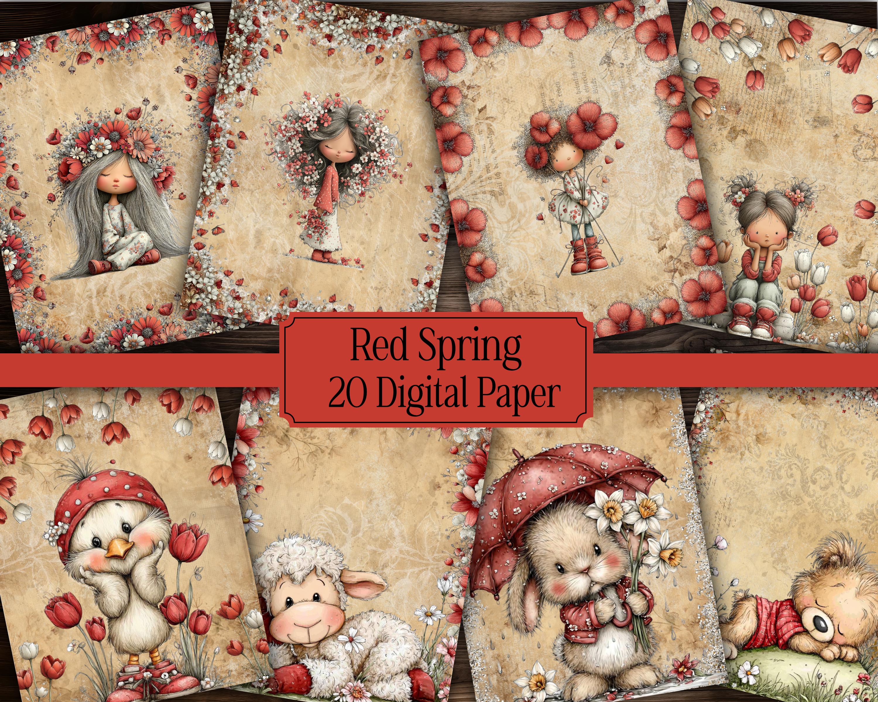 Spring Digital Paper Pack | Floral Spring Backgrounds | Printable ...