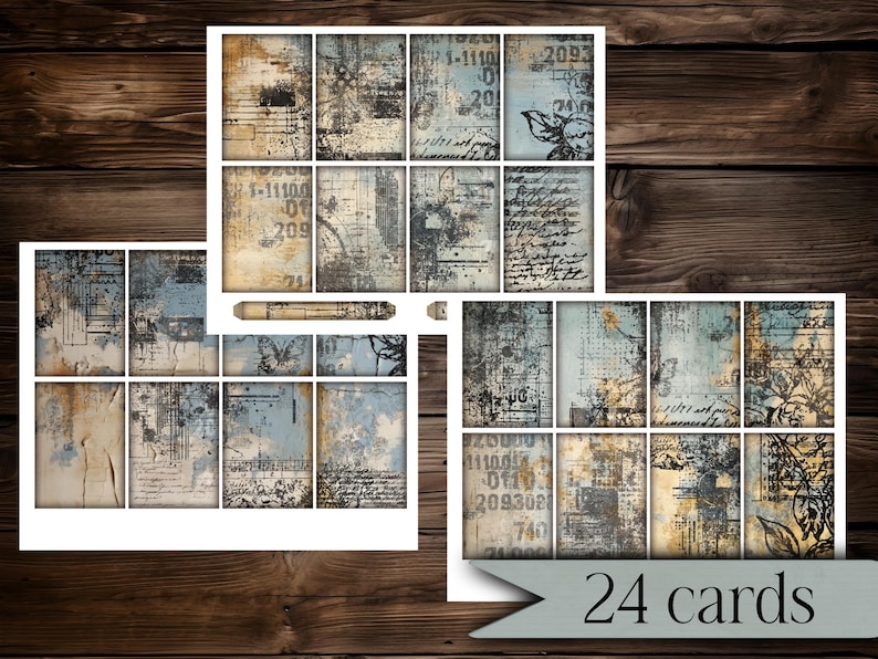 ATC Cards Printable Digital Scrapbooking Kit Mixed Media Folio Template ...