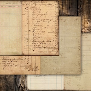 Ledgers Junk Journal Pages Digital Download Scrapbook Paper Kit Collage ...