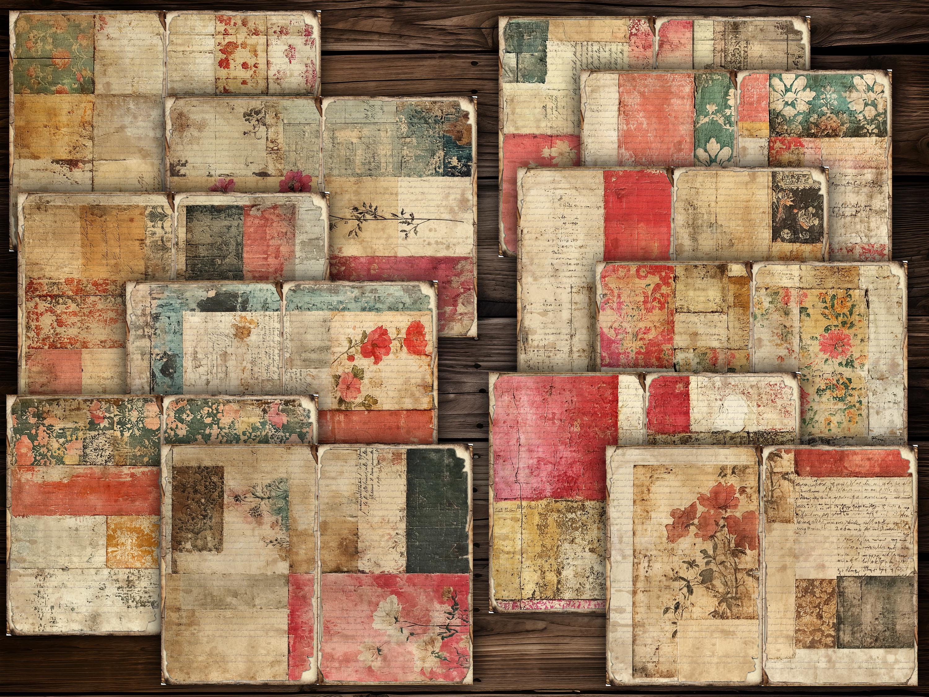 Texture Junk Journal Pages Vintage Kit Printable Ephemera Pack ...
