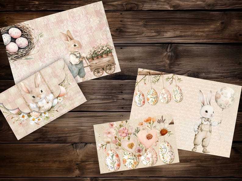 Easter Floral Folio Kit Printable Card Holder Envelope Set Soft Pastel ...