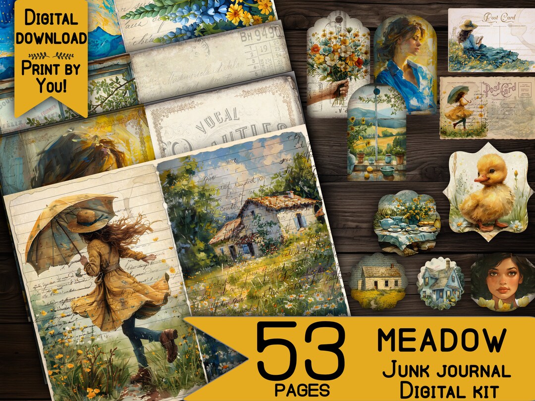Vintage Journal Kit Digital Download Mixed Media Supply Craft Paper ...