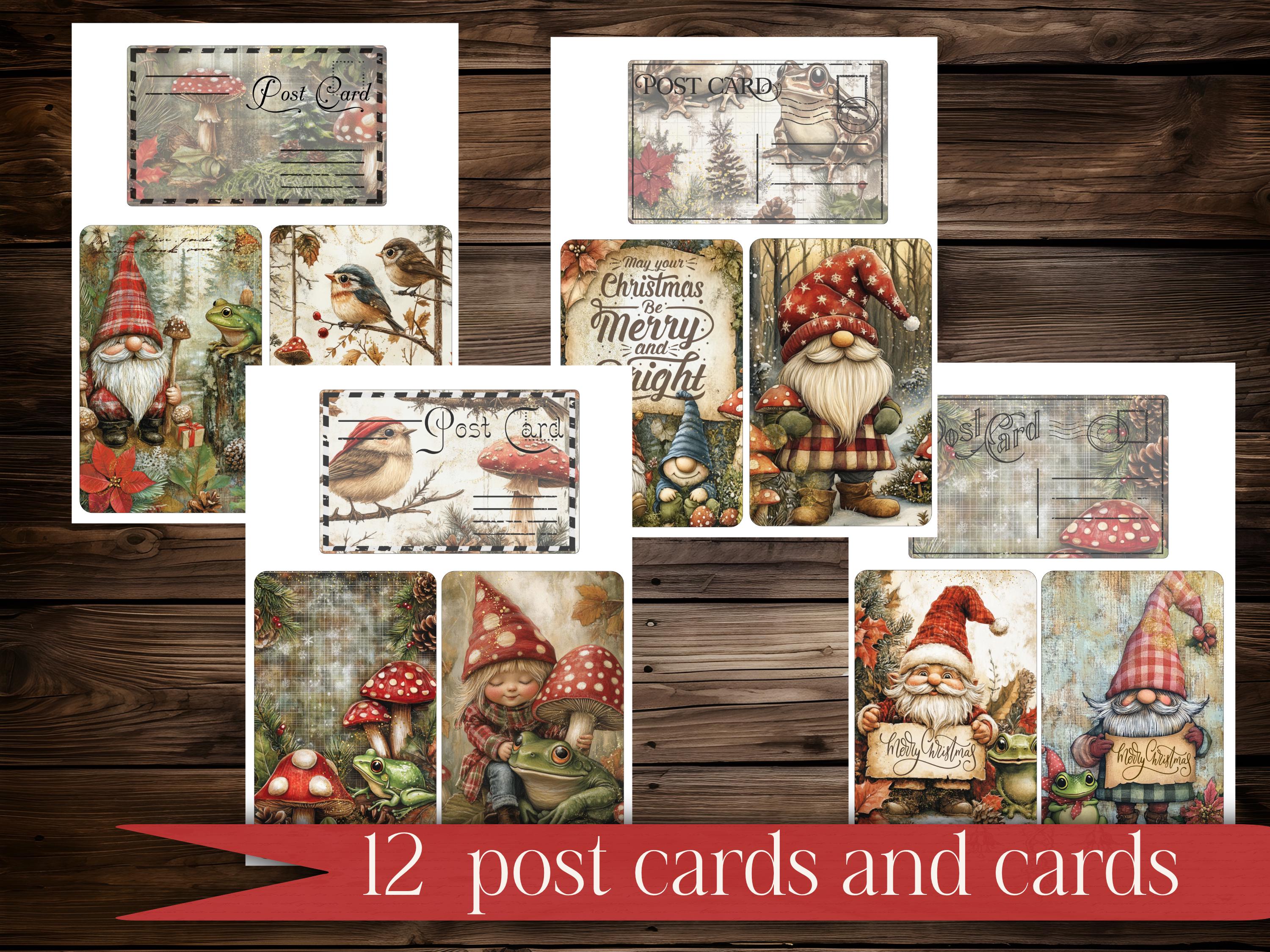 GNOME Christmas Stationery Folio Kit Printable Cards Digital Paper Pack ...