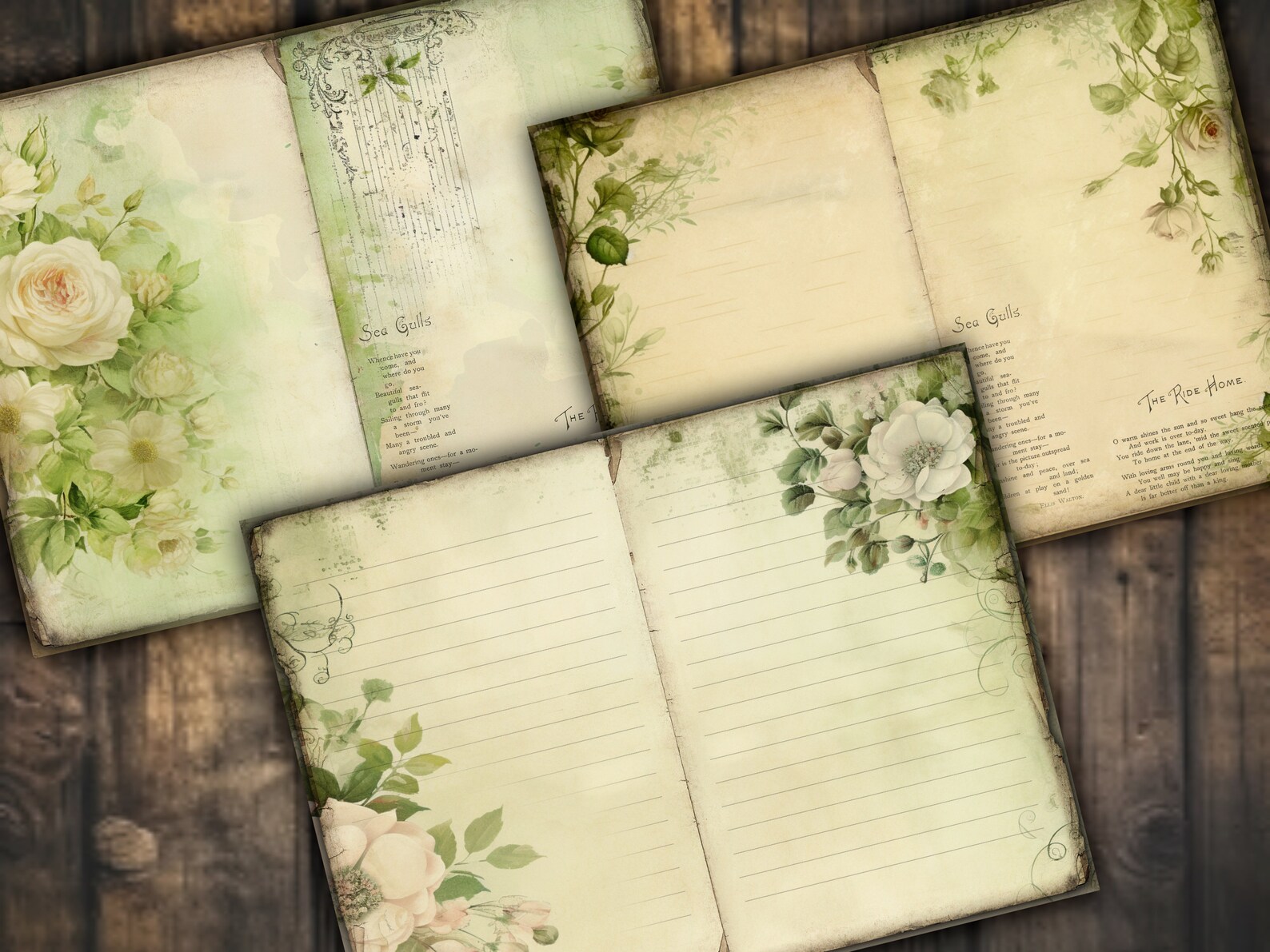 Junk Journal Pages Digital Download Scrapbook Paper Kit Collage Sheet ...