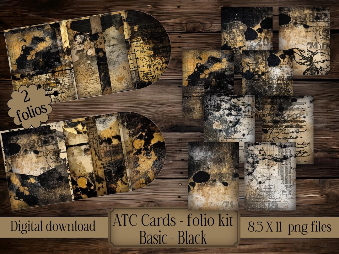 ATC Cards Printable Digital Scrapbooking Kit Mixed Media Folio Template ...