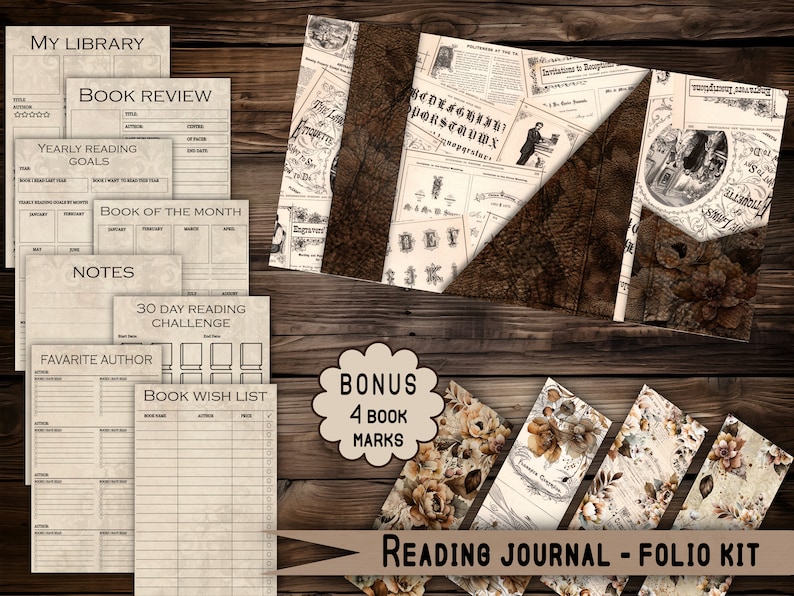 Digital Reading Journal Printable Reading Tracker Journal Junk Journal ...