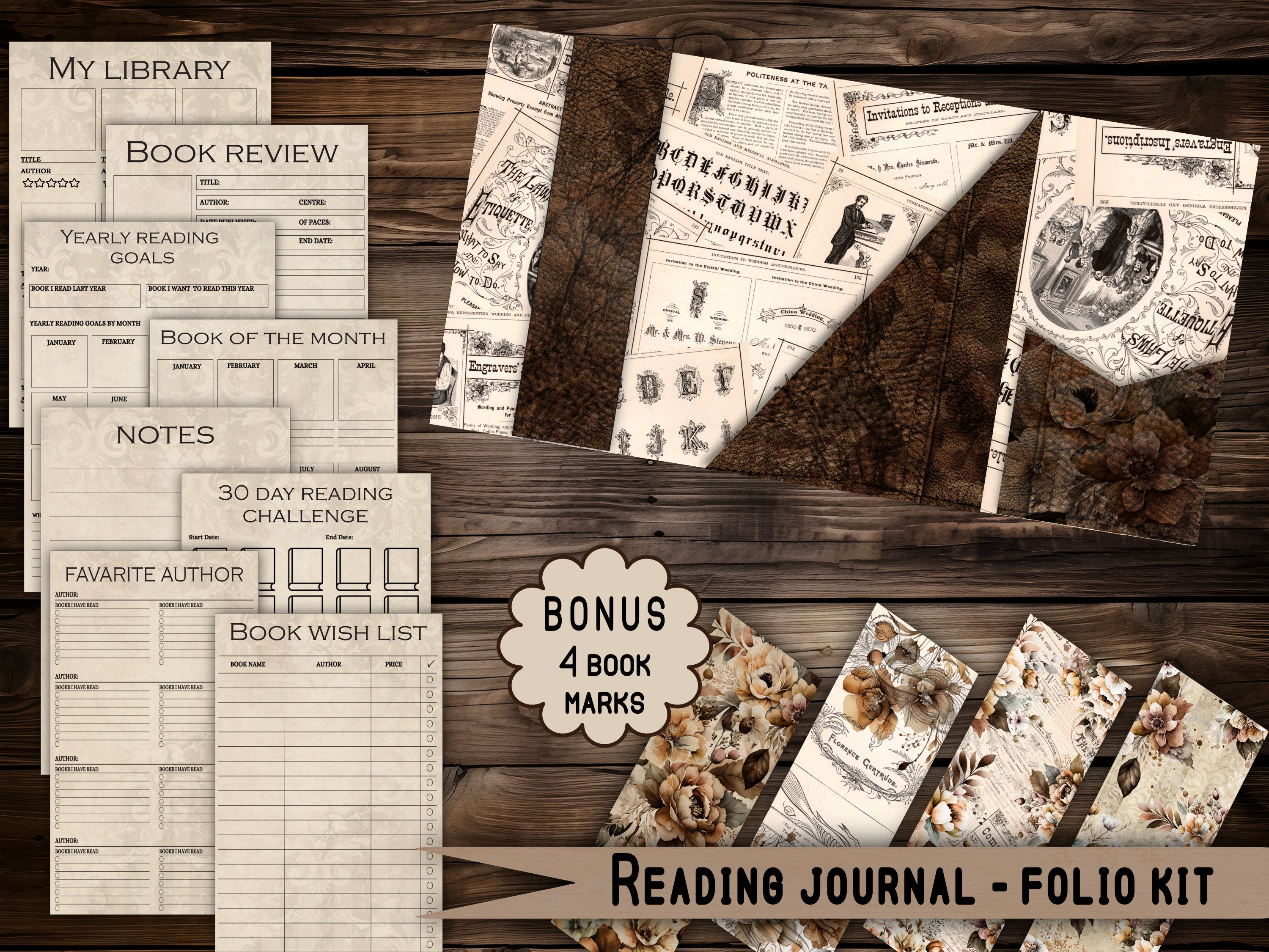 Digital Reading Journal Printable Reading Tracker Journal Junk Journal ...