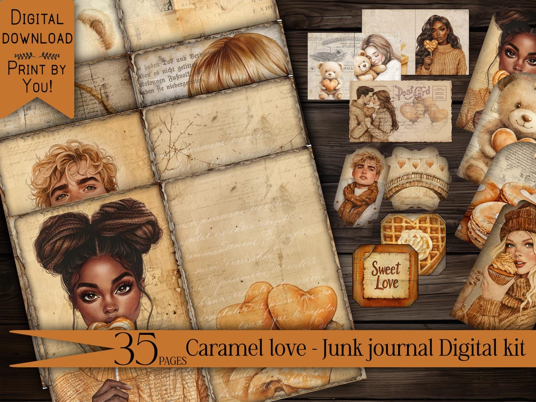 Valentines Junk Journal Kit Printable Digital Paper Vintage Junkjournal ...