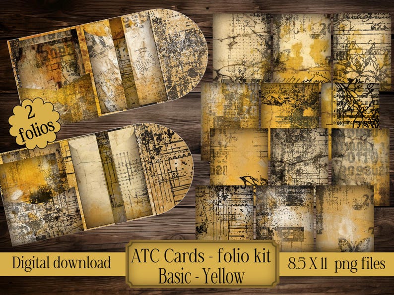 ATC Cards Printable Digital Scrapbooking Kit Mixed Media Folio Template ...
