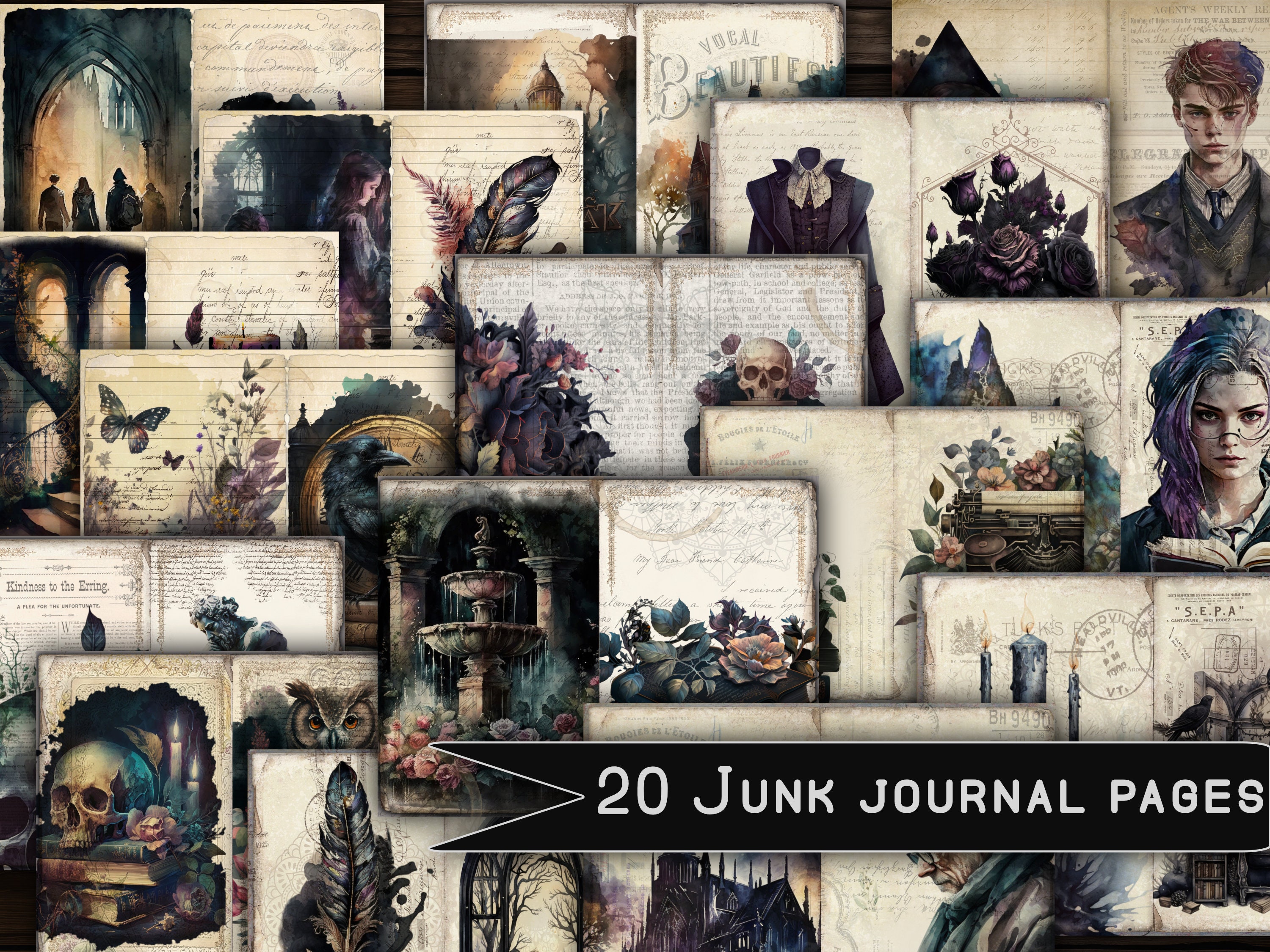 Junk Journal Kit Complete Printable Journals Digital Paper Vintage ...