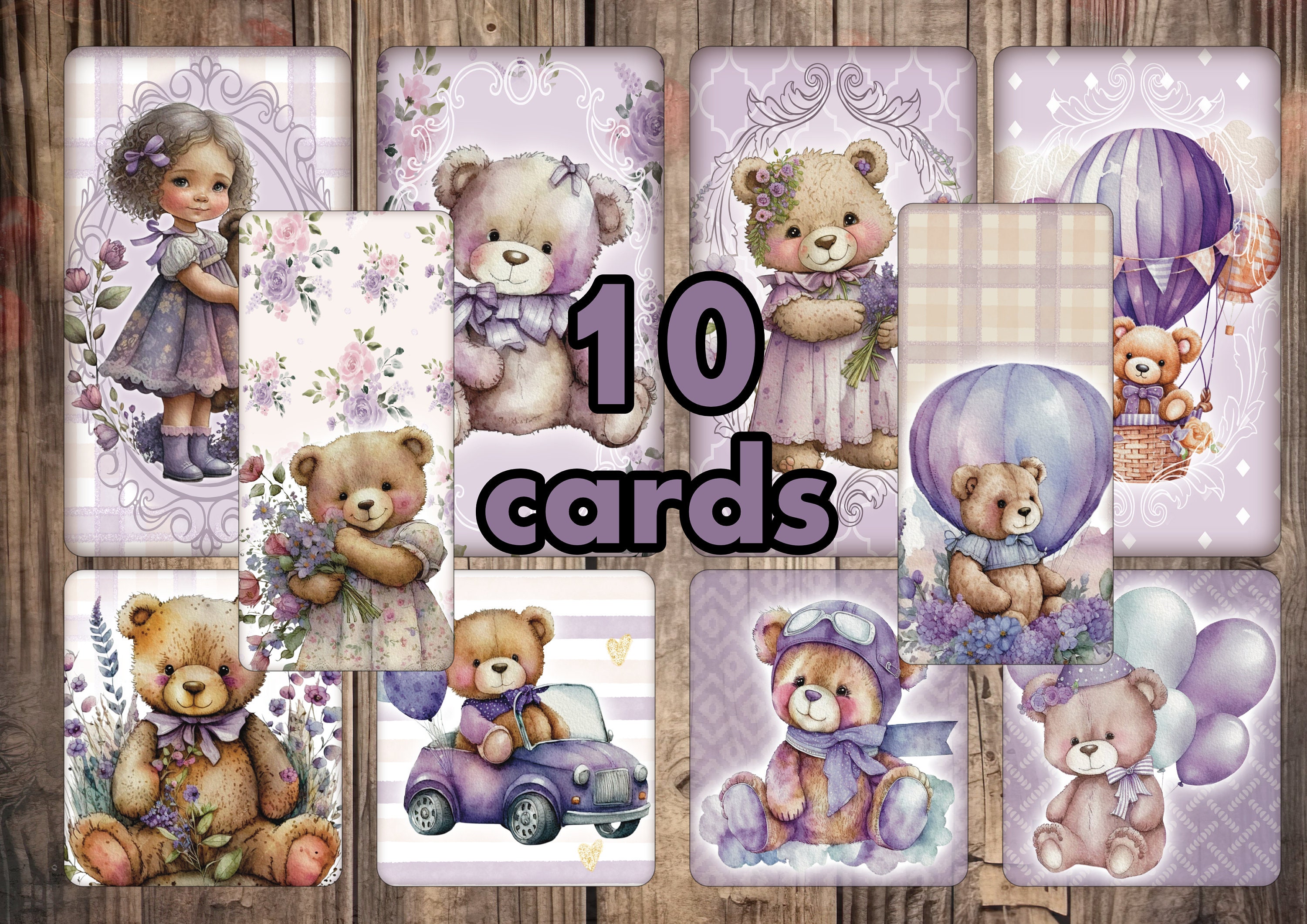 Purple Folio Card Holder Digital Printable Folio Vintage Girls Cute ...