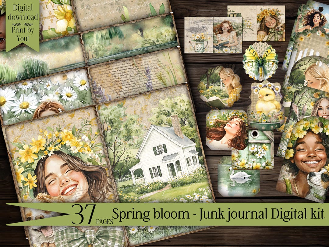 Spring Junk Journal Kit Printable Digital Paper Vintage Junkjournal Kit ...