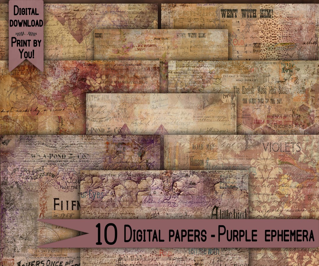 Vintage Craft Paper Pack Digital Download Mixed Media Supply Junk ...