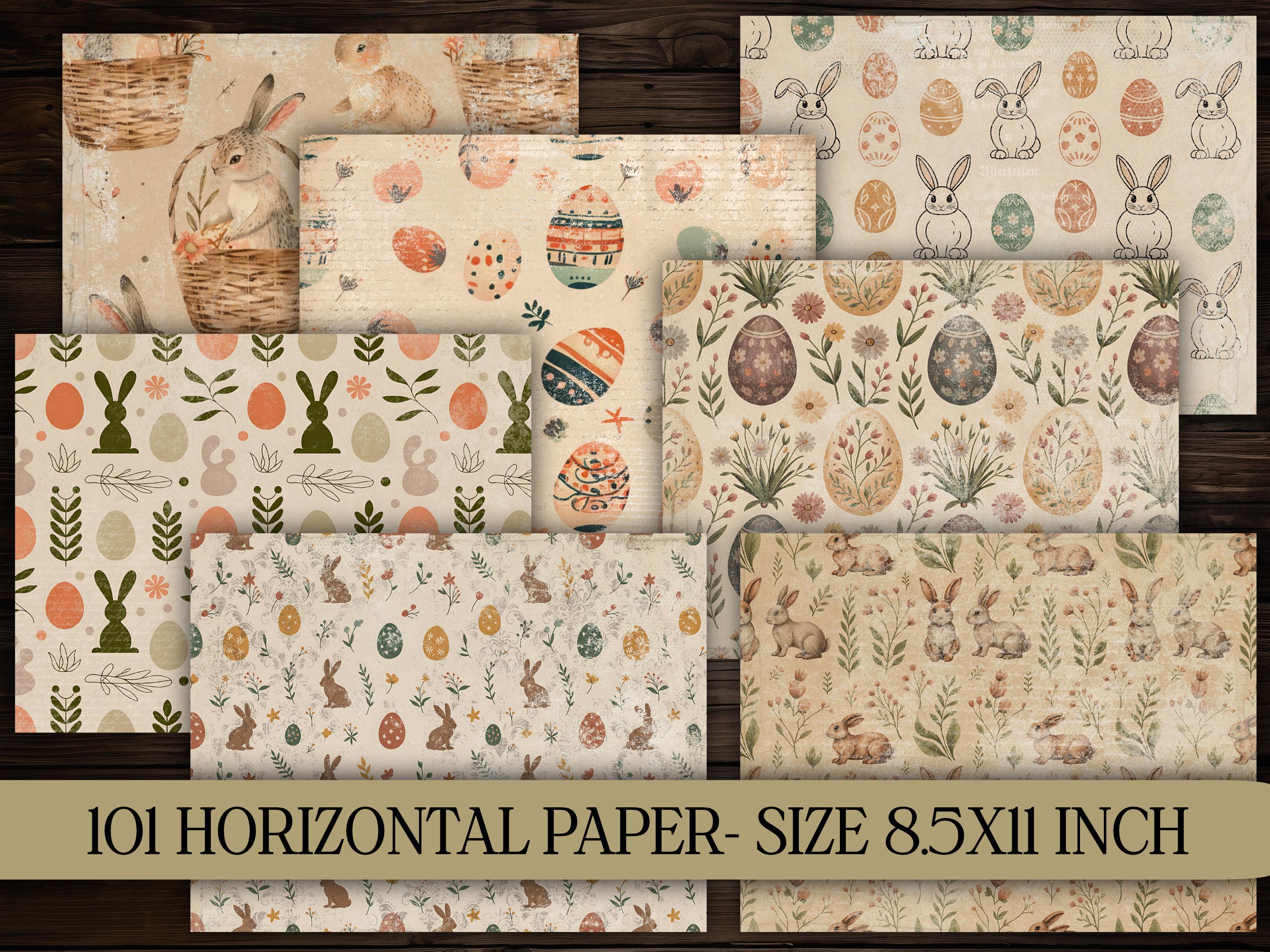 Easter Digital Paper Mega Kit Printable Scrapbook Vintage Bunny Floral ...
