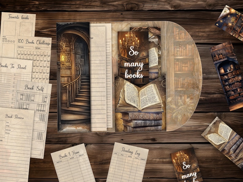 Reading Journal Folio Kit Digital Printable Book Tracker Stationery ...