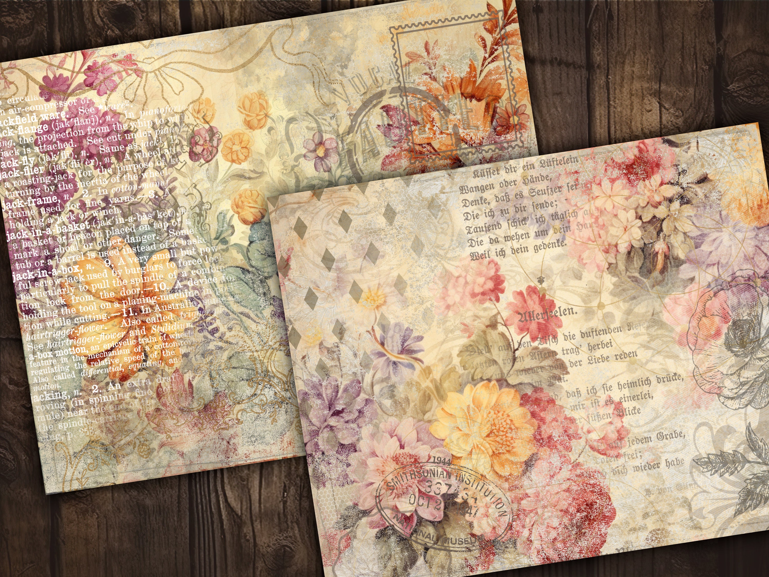 Shabby Chic Printable Paper Pack Junk Journal Scrapbook Kit Collage ...