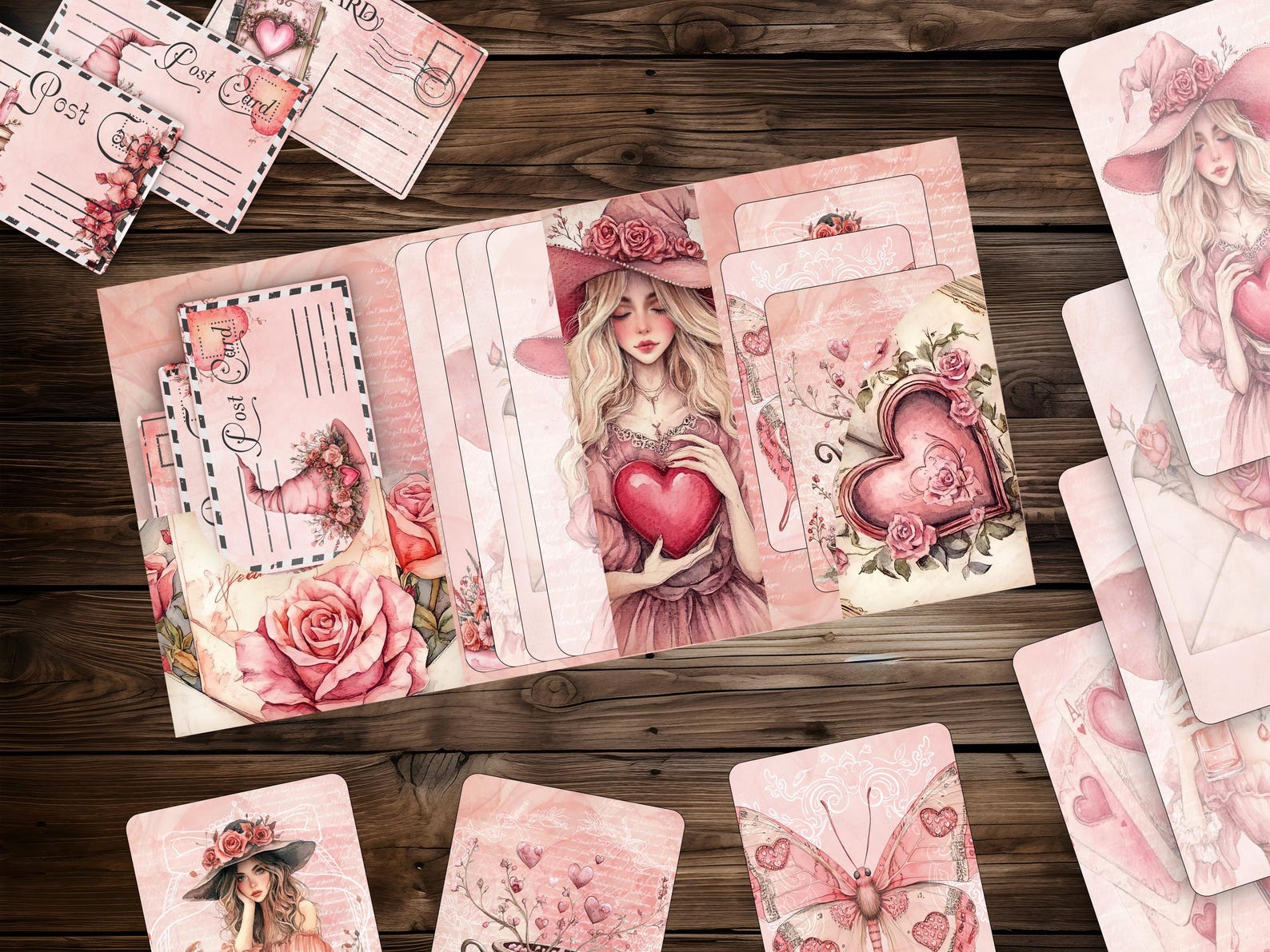 Vintage Folio Card Valentine Day Digital Printable Vintage Junkjournal ...