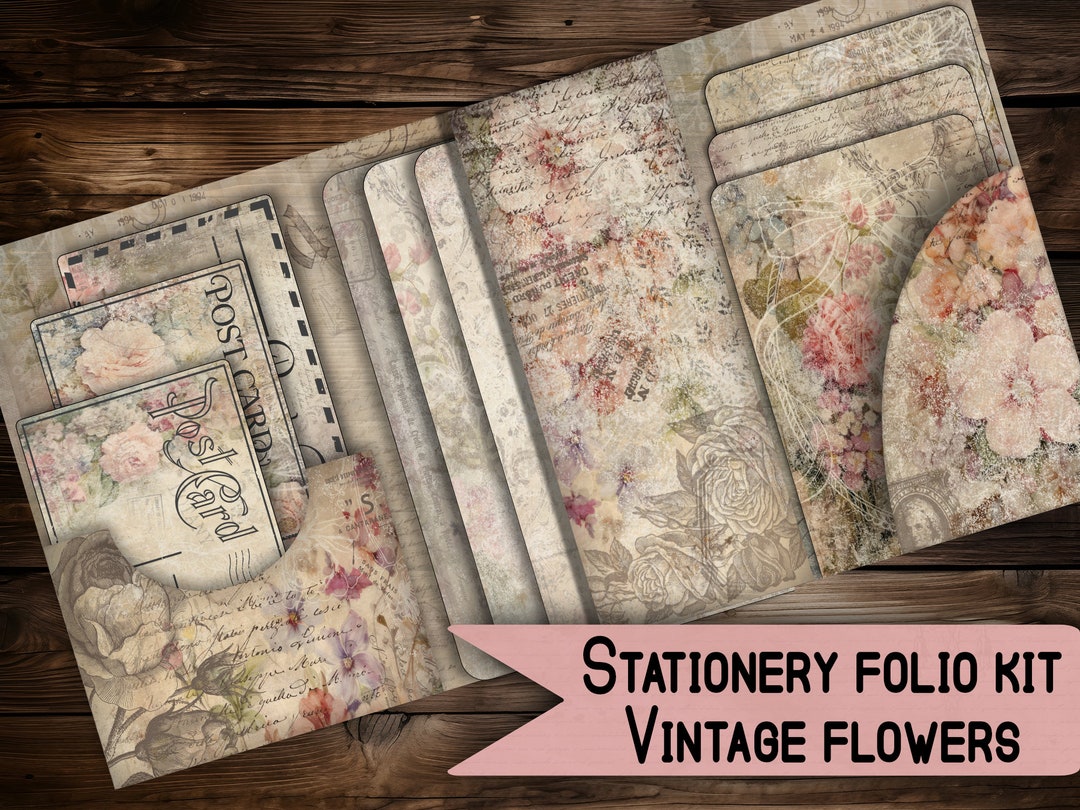 Digital Download Stationery Floral Paper Craft Kit for Pen Pal Vintage ...