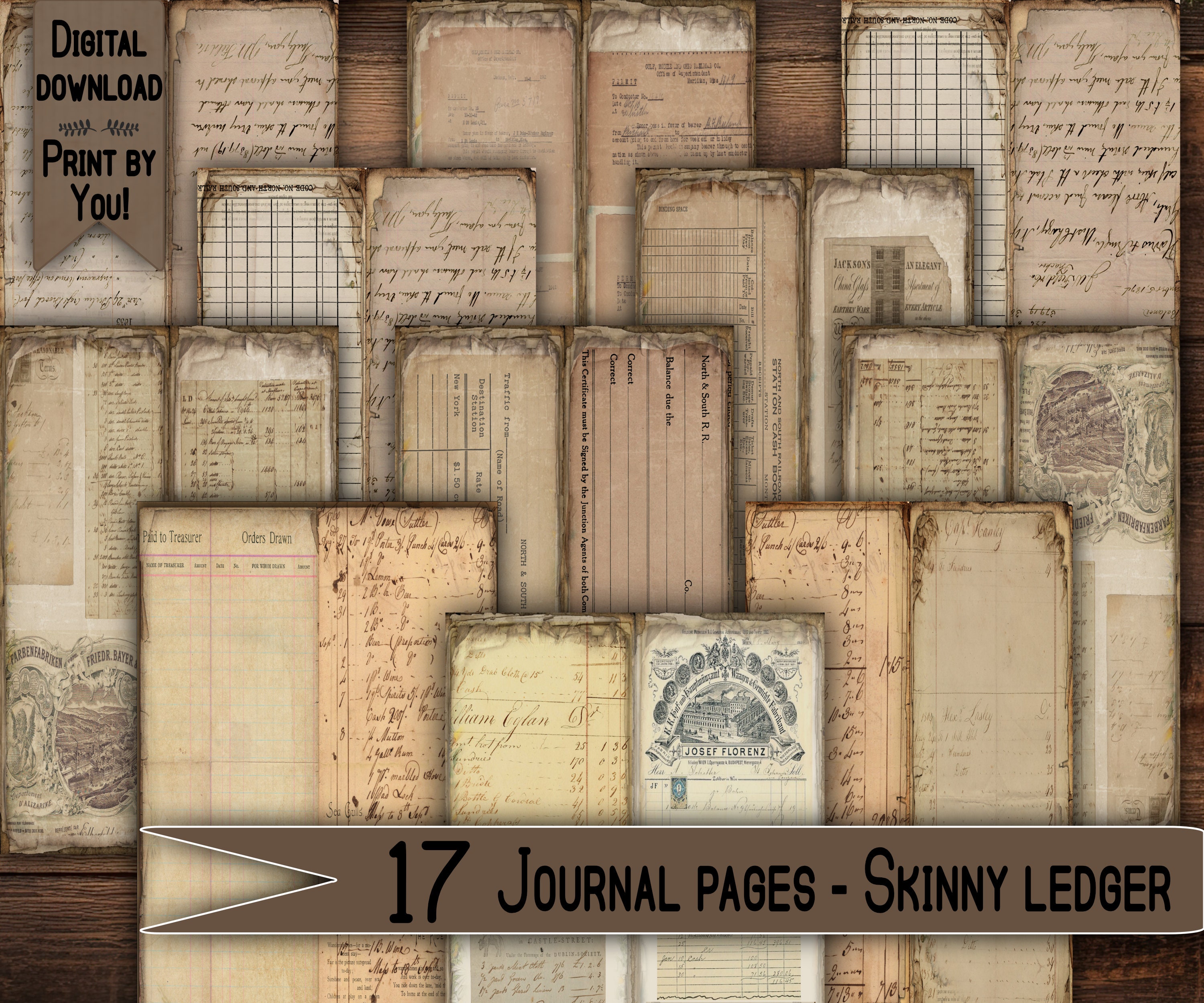 Junk Journal Pages Digital Download Scrapbook Paper Kit Collage Sheet ...