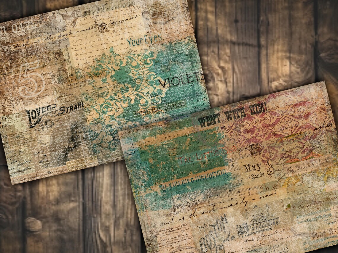 Vintage Craft Paper Pack Digital Download Mixed Media Supply Junk ...