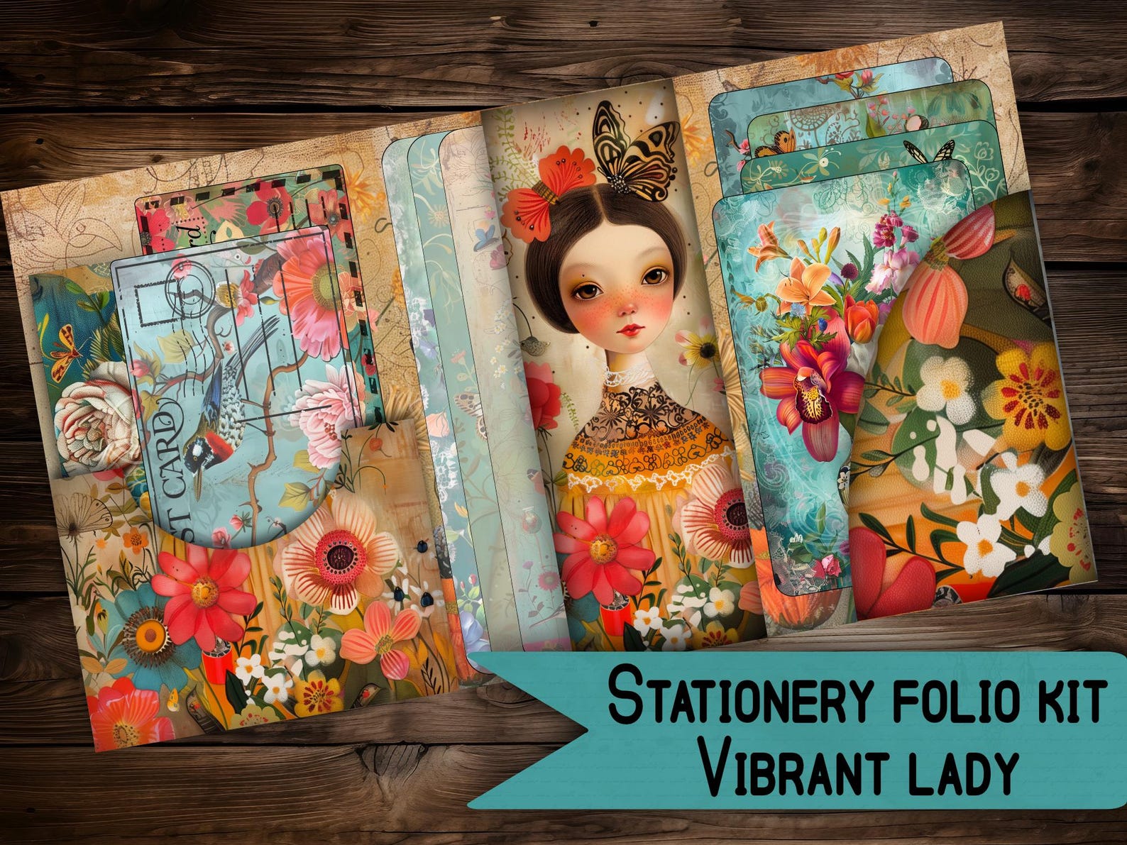 Vintage Folio Card Holder Digital Printable Vintage Junkjournal ...
