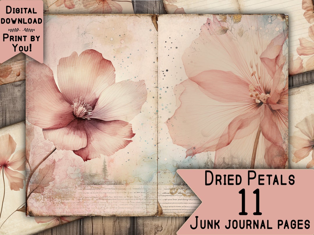 PINK Junk Journal Pages Digital Download Scrapbook Paper Kit Collage ...