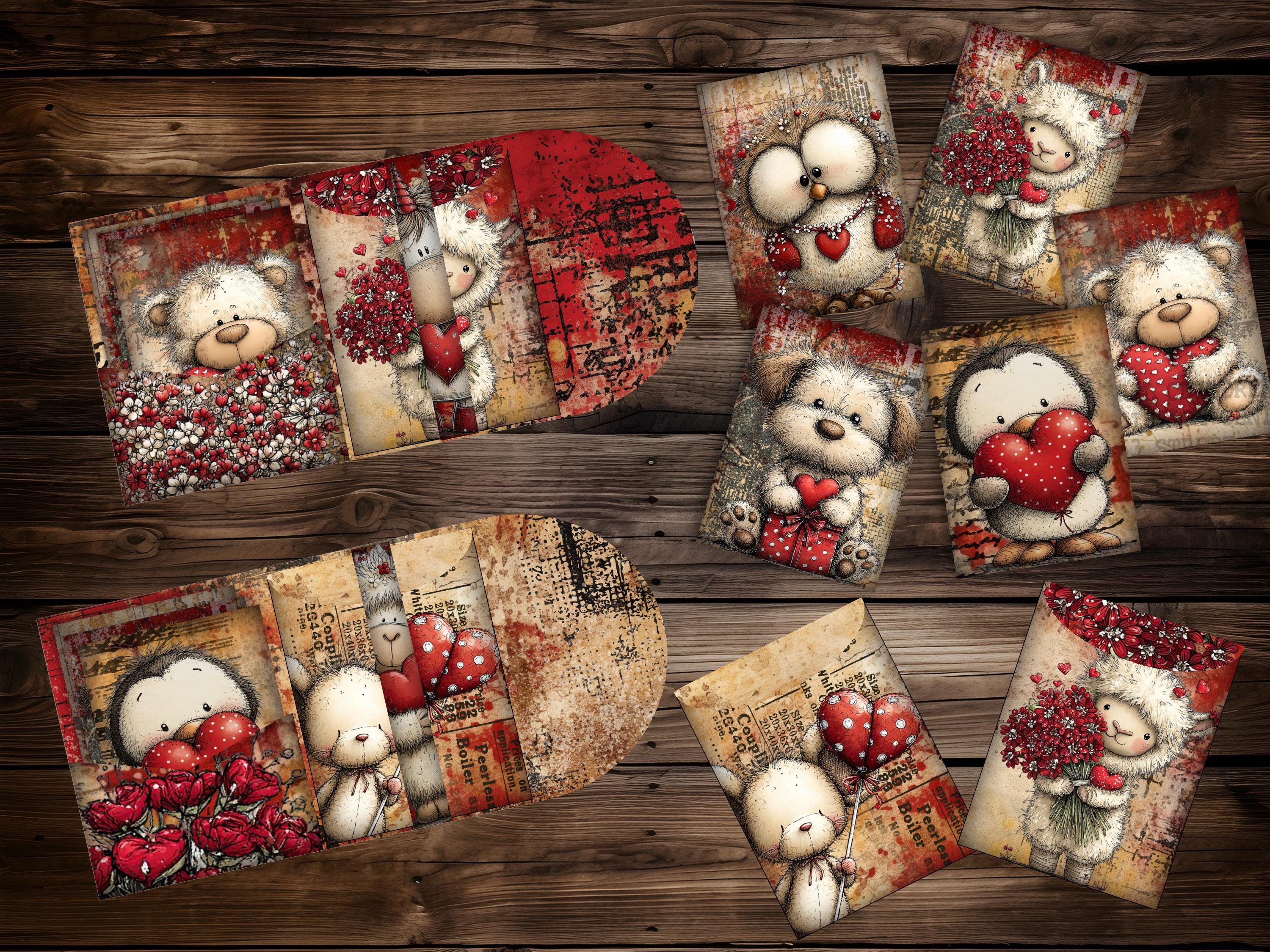 Valentine ATC Card Folio Kit Digital Scrapbooking Romantic Vintage ...
