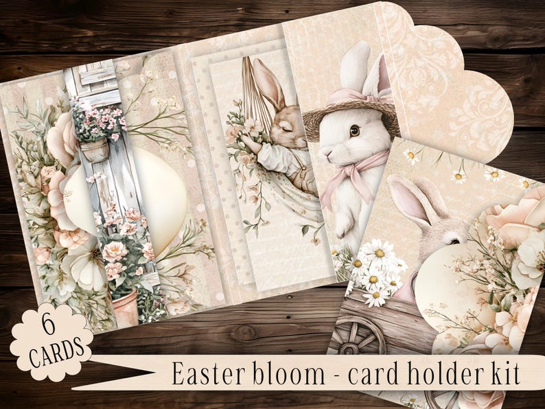 Easter Floral Folio Kit Printable Card Holder Envelope Set Soft Pastel ...