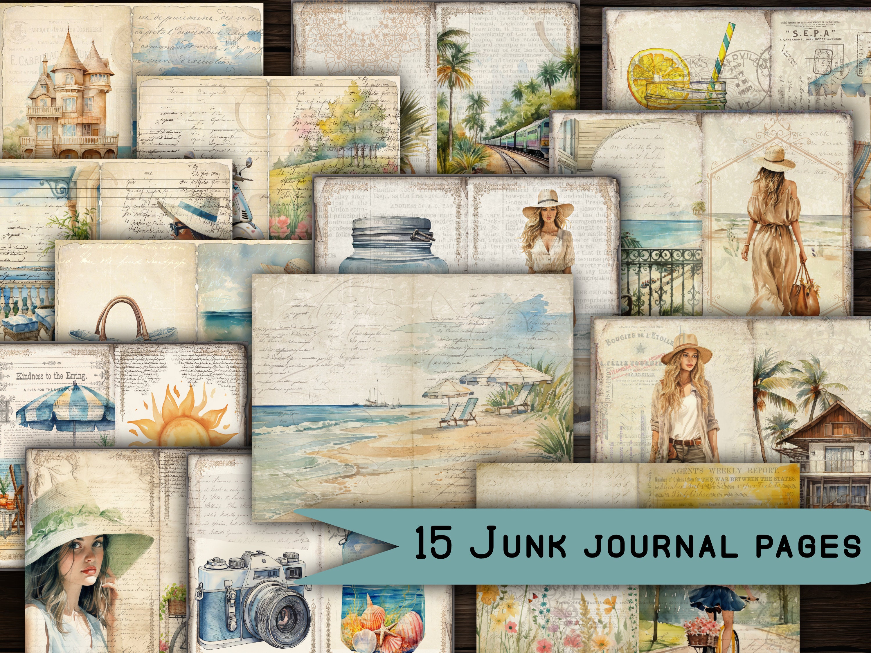 Junk Journal Kit Complete Printable Journals Digital Paper Vintage ...