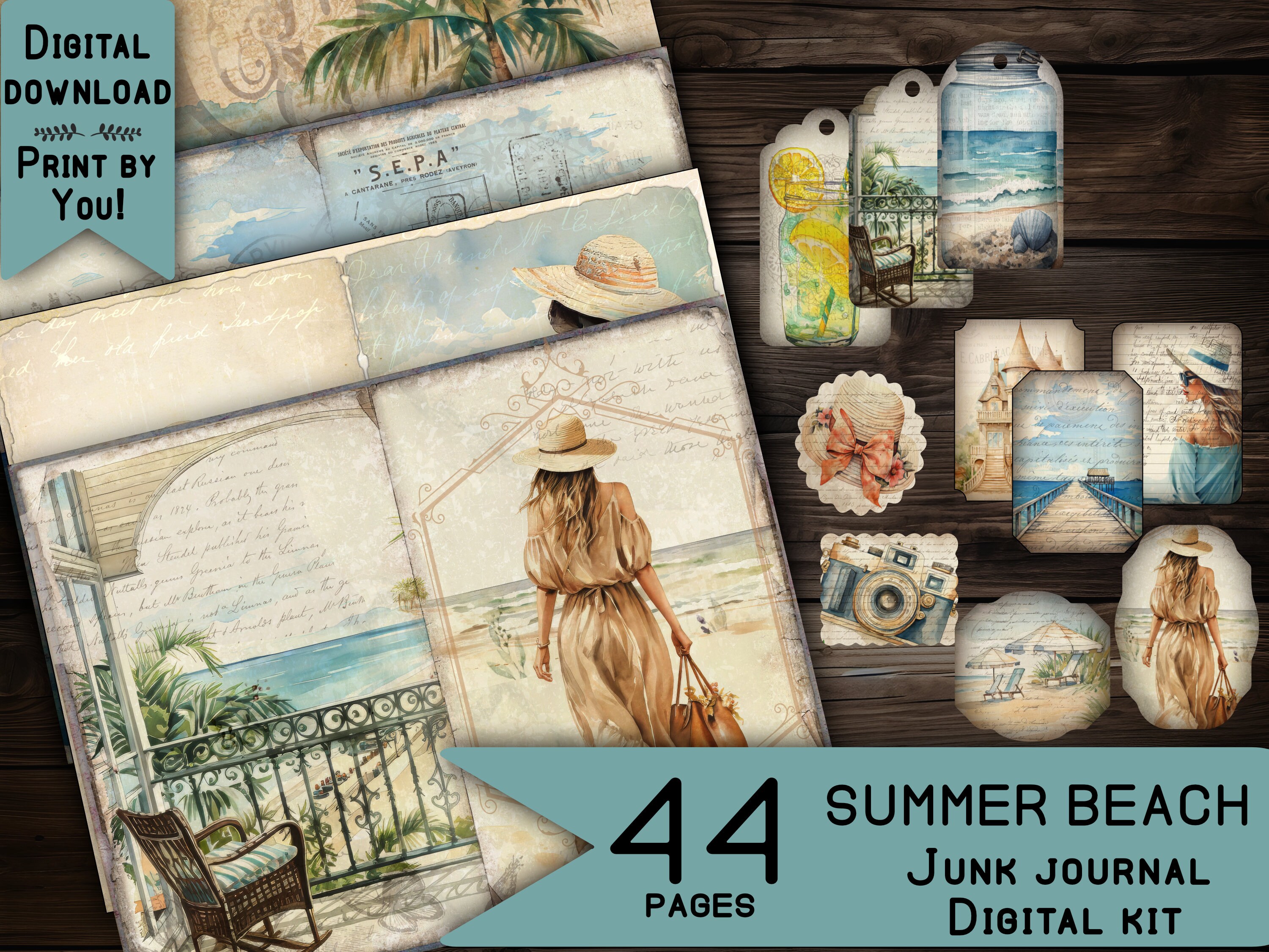 Junk Journal Kit Complete Printable Journals Digital Paper Vintage ...