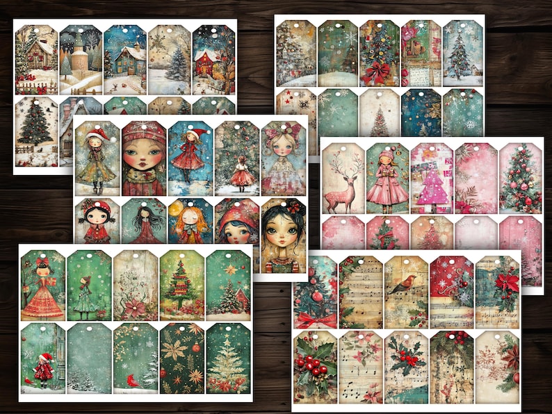 Christmas Tags Mega Kit Printable Mega Kit Pages Digital Paper Pack ...