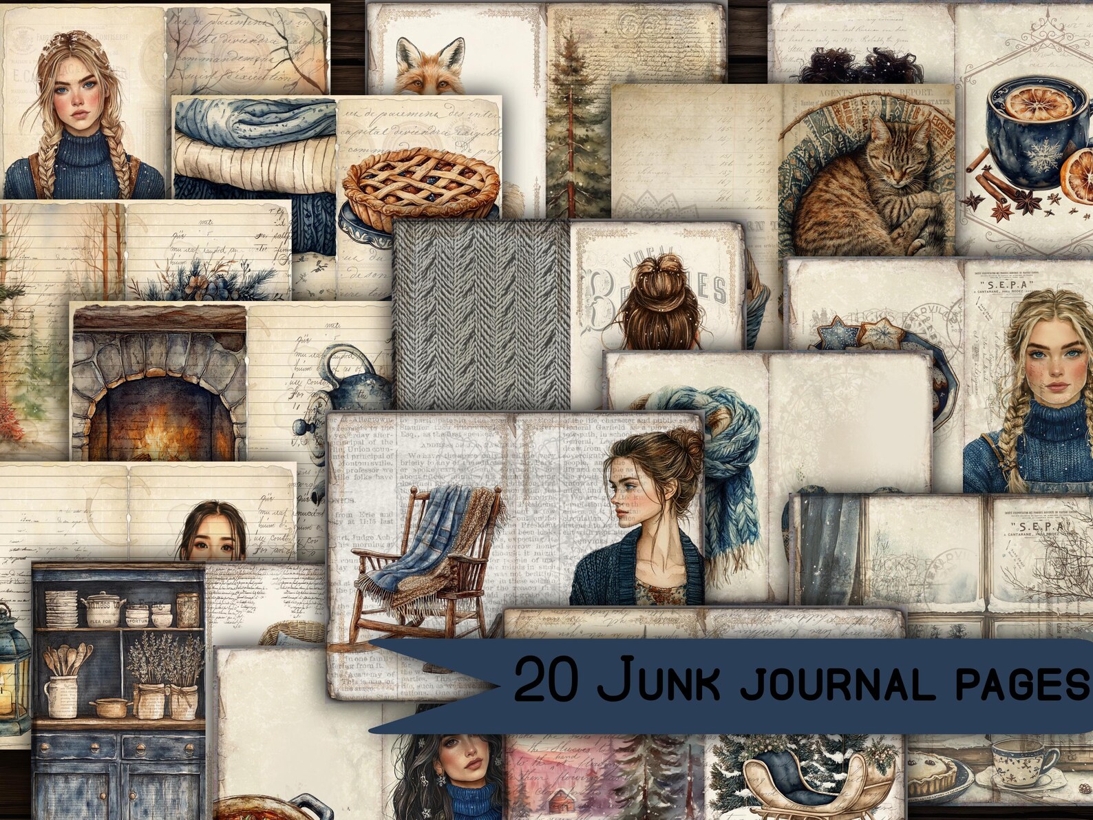 Junk Journal Kit Complete Printable Journals Digital Paper Vintage ...