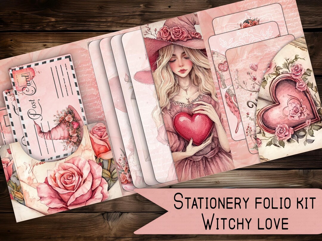 Vintage Folio Card Valentine Day Digital Printable Vintage Junkjournal ...