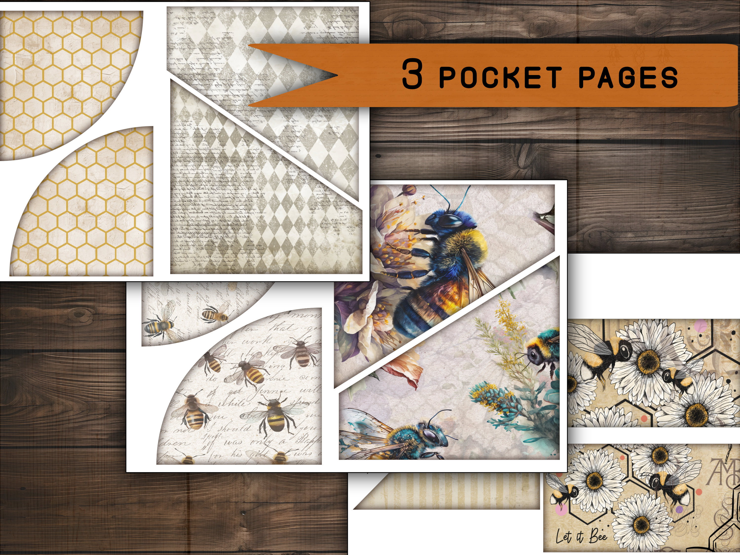 Bee Junk Journal Kit Printable Bee Digital Paper Vintage Junkjournal ...