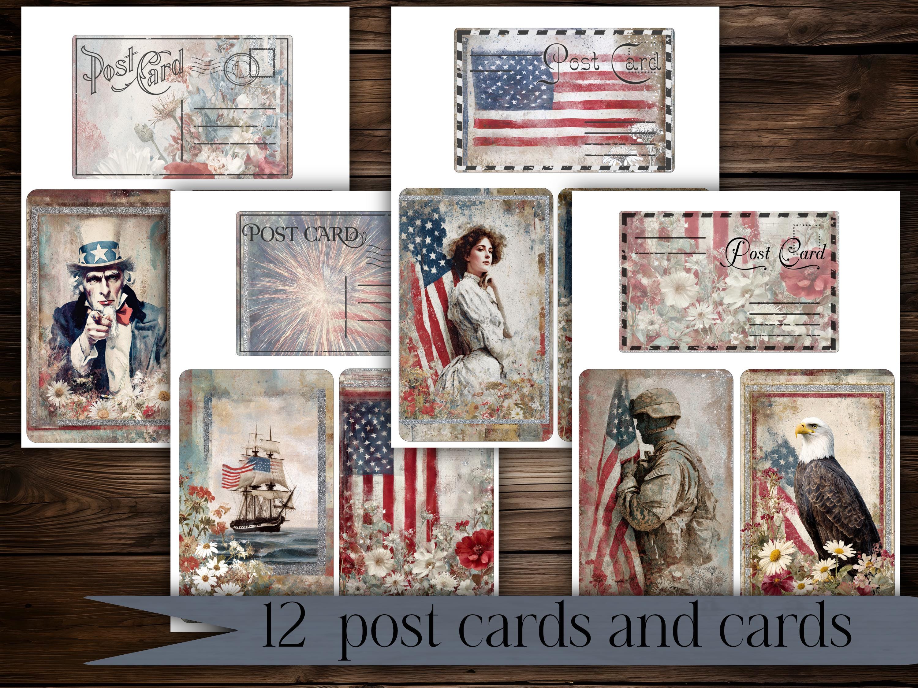 July 4th Stationery Folio Kit Printable Vintage Americana Junk Journal ...