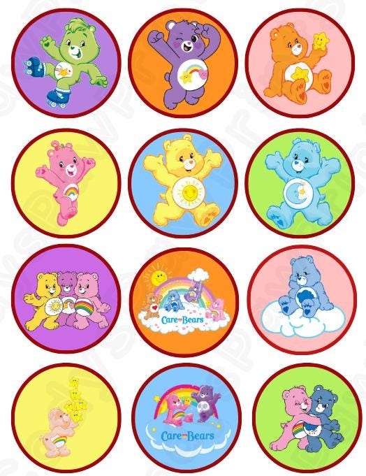 Cupcake Toppers, Care Bear Cupcake Toppers, Party Kits - Etsy