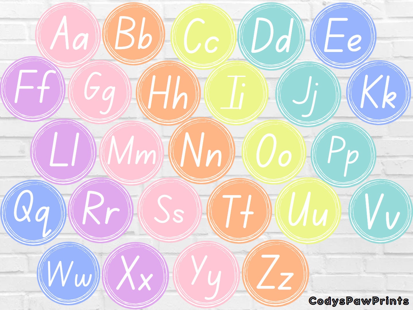 Pastel Alphabet, Calm Colorful Classroom Decor, With Tags for Student ...