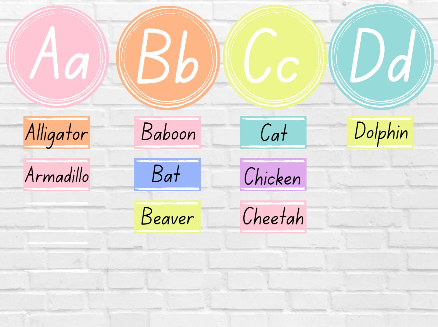 Pastel Alphabet, Calm Colorful Classroom Decor, With Tags for Student ...