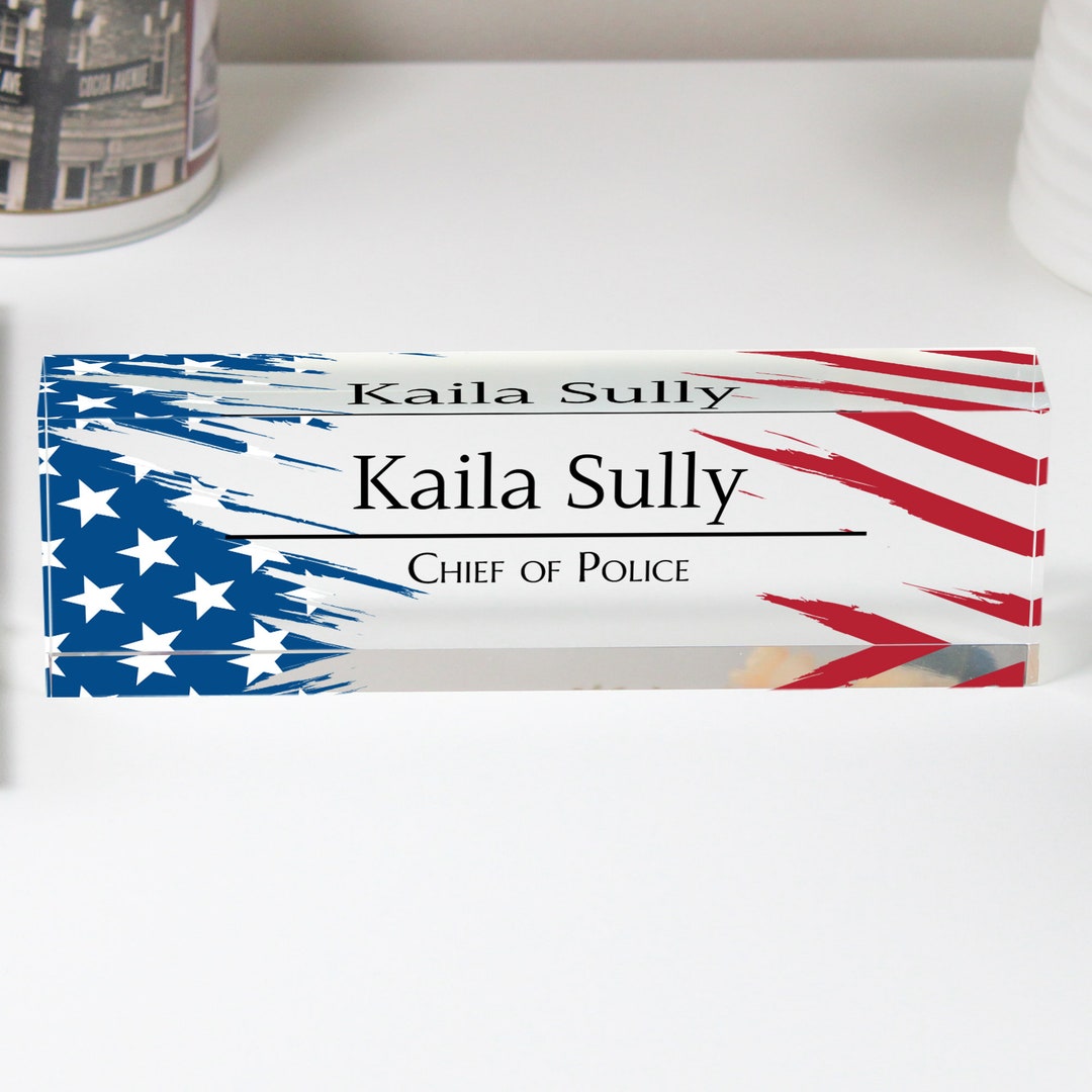 Personalized Gift for Police Officer Patriotic Desk Decor With American ...